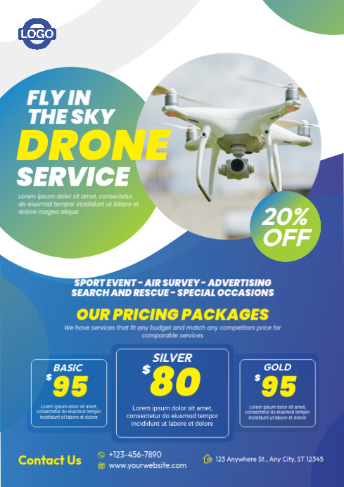 professional drone service flyer Template | PosterMyWall